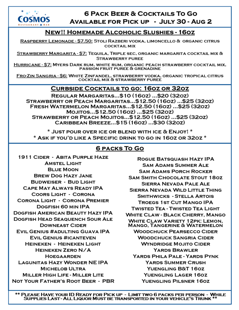 Weekend Specials – Cosmos Restaurant