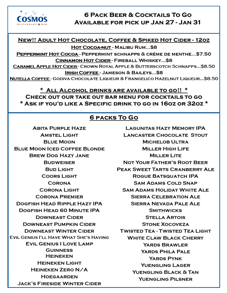 Weekend Specials – Cosmos Restaurant